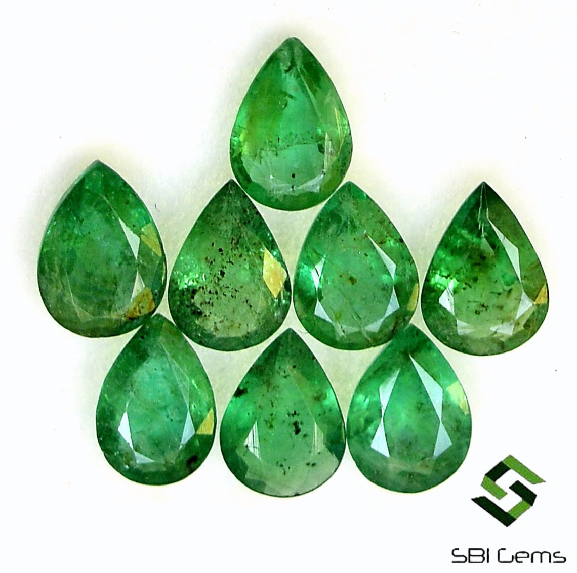 7x5 mm Natural Emerald Pear Cut Lot 08 Pcs Untreated | Etsy