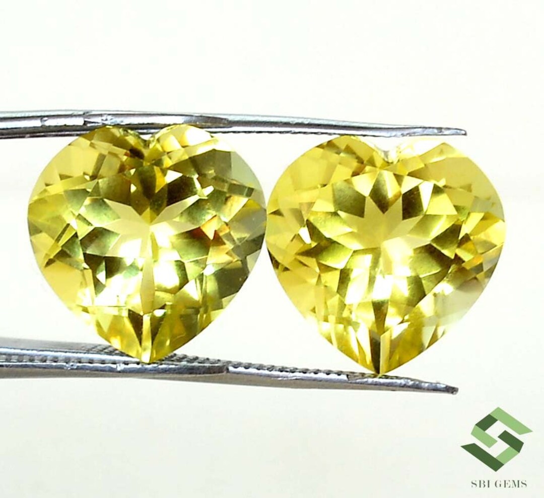13x13 Mm, 15x15 Mm Natural Lemon Quartz Heart Shape & Fancy Double Side ...