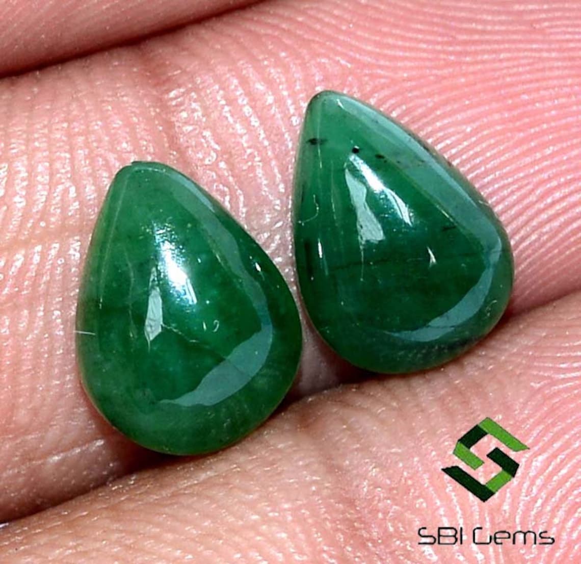 11x8 Mm Certified Natural Emerald Pear Cabochon Pair 5.06 Cts - Etsy