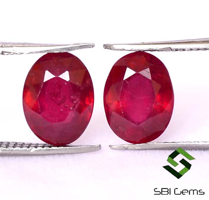 8x6 mm Natural Ruby Oval Cut Pair 3.81 CTS Calibrated Best | Etsy