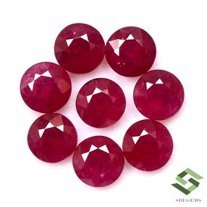 4 Mm, 5 Mm Natural Ruby Round Cut Lot 05 Pieces 2 Quality Mozambique ...