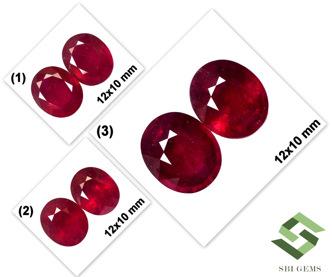 12x10 Mm Natural Ruby Oval Cut 3 Quality Pairs Calibrated Loose ...