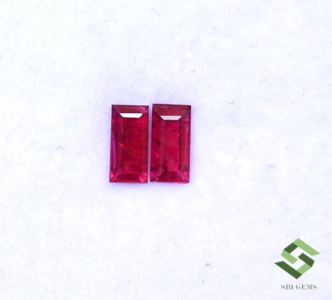 6x3 Mm Natural Ruby Baguette Cut 3 Quality Pair Mozambique Calibrated ...