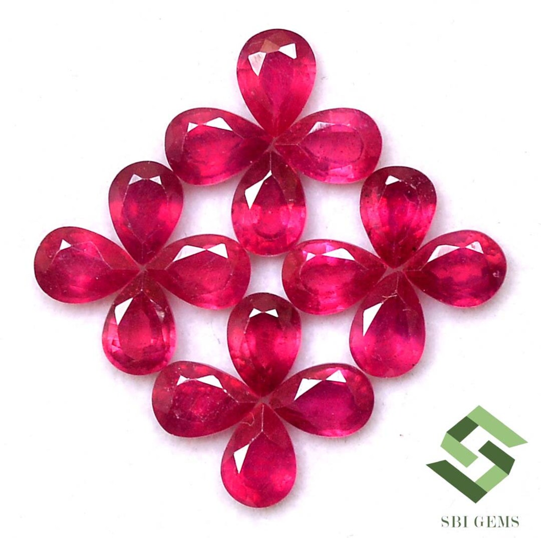 7x5 Mm Natural Ruby Pear Cut Lot 15 Pcs 14.59 CTS Calibrated Loose ...