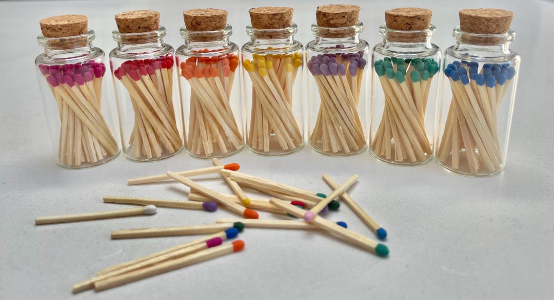 Coloured Match Bottles of Small Luxury Coloured Safety Matches, Rainbow ...