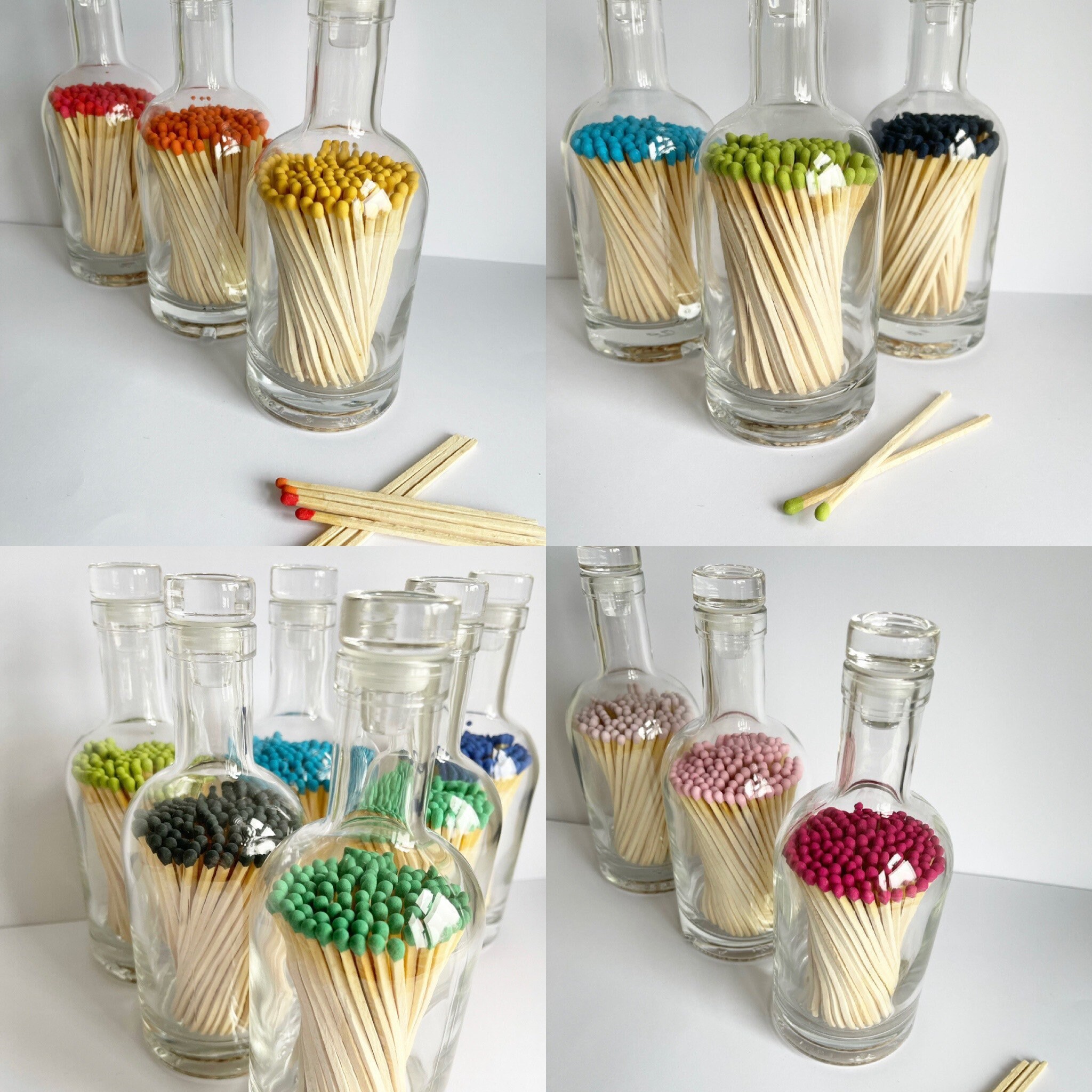 FANCYMATCHESUK Large Luxury Bottle of Coloured Matches, Candle Matches ...