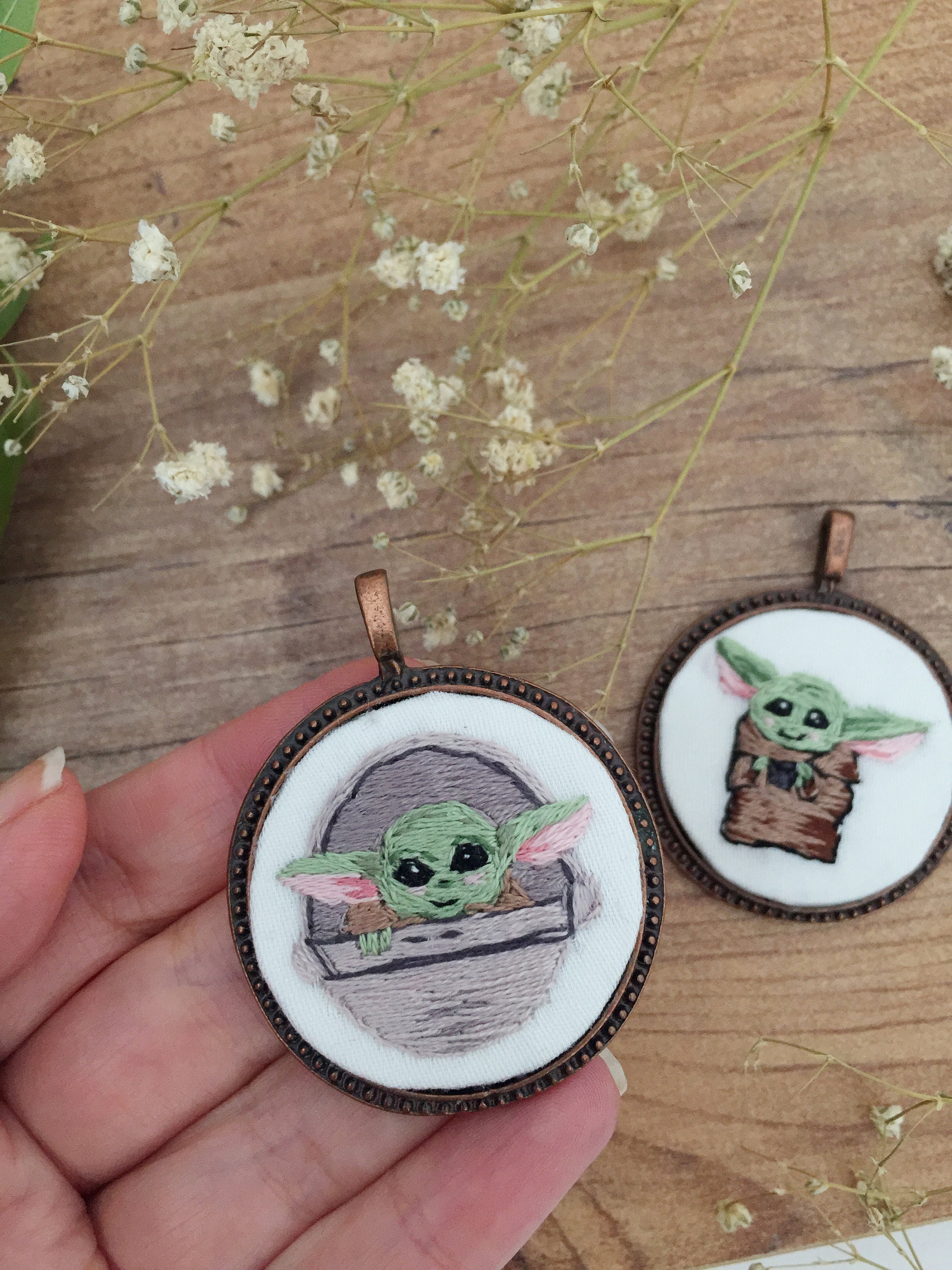 The Mandalorian Baby Yoda Soup Star Wars Cute Grogu Embroidered Jewelry ...