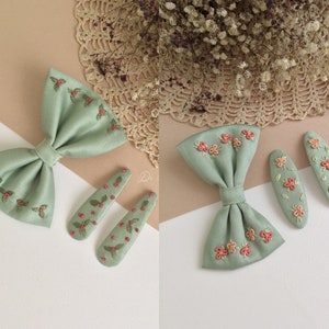 Water Green Color Beauty Hairklips Hairpin Set Embroidered Hair Bow ...