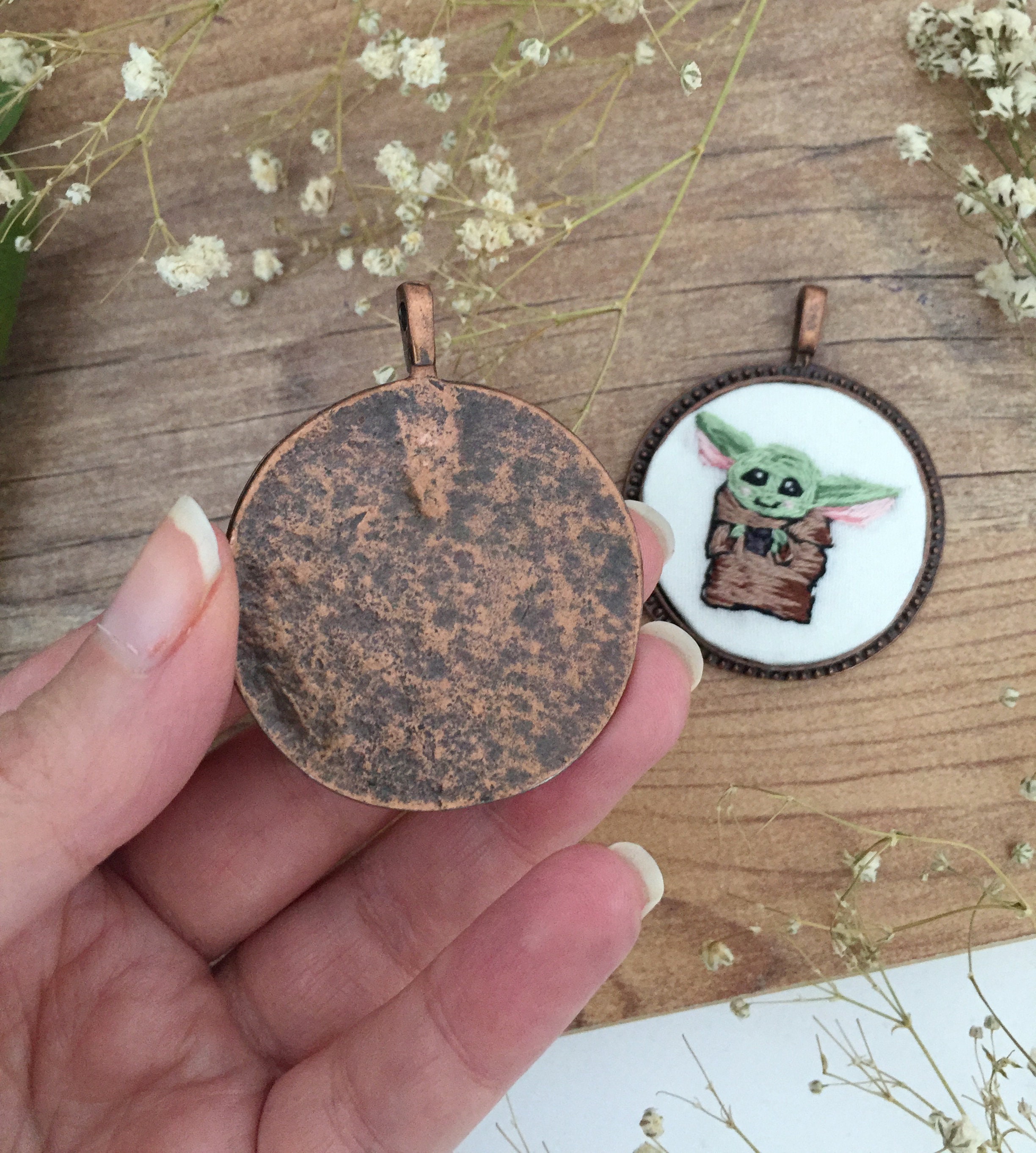 The Mandalorian Baby Yoda Soup Star Wars Cute Grogu Embroidered Jewelry ...