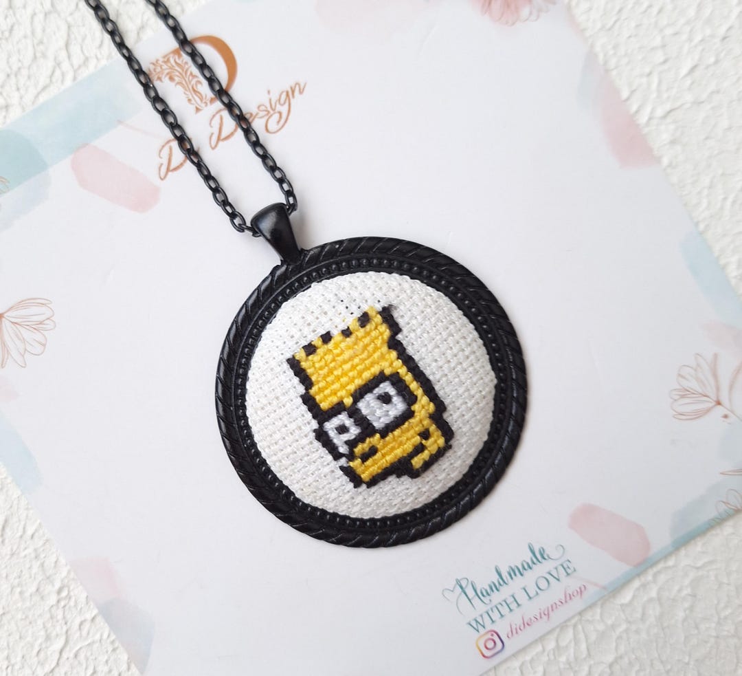 The Simpson's Bart Simpson Hand Embroidered Necklace Jewelry Floral ...