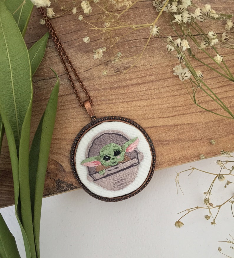 The Mandalorian Baby Yoda Soup Star Wars Cute Grogu Embroidered Jewelry ...