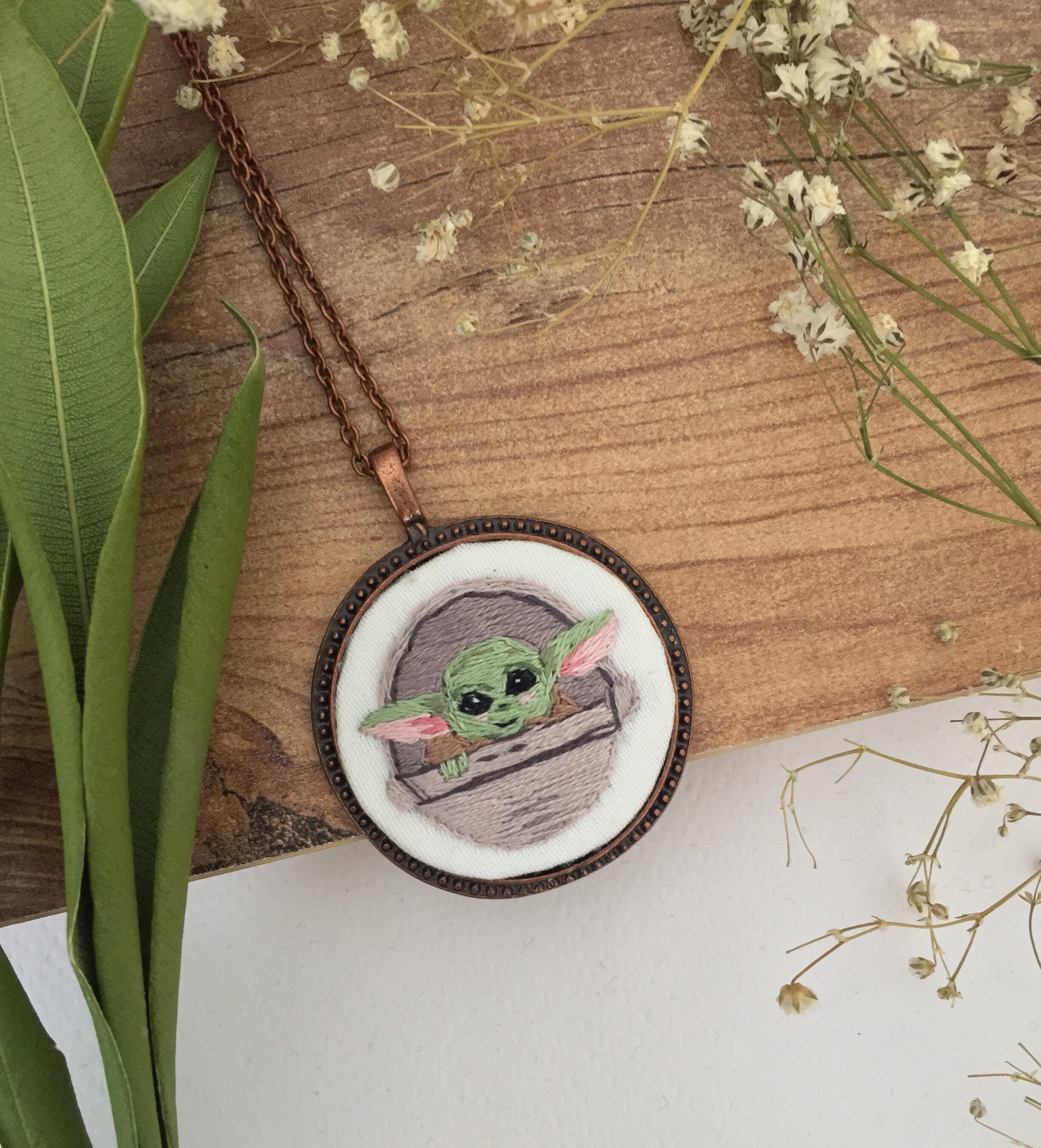 The Mandalorian Baby Yoda Soup Star Wars Cute Grogu Embroidered Jewelry ...