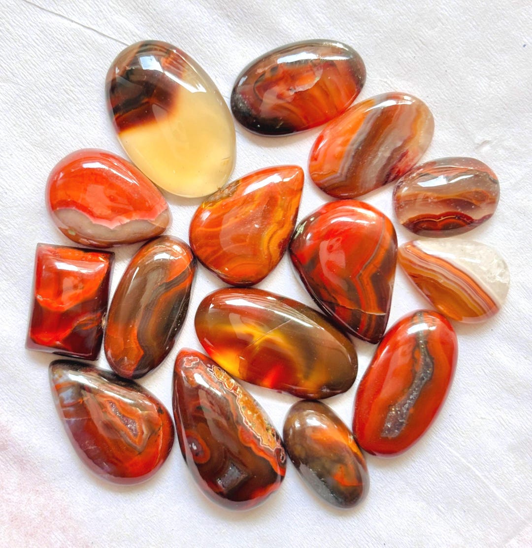 15 Pcs Lot of Thunder Agate Ring Size Cabochon-thunder Agate Jewelry ...