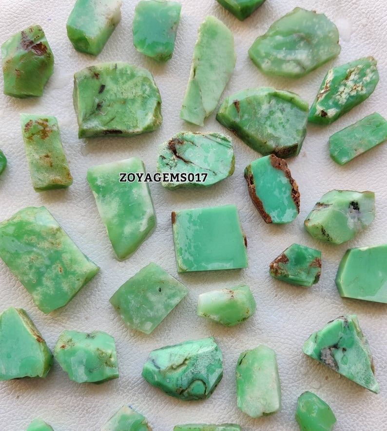 Raw Green Chrysoprase Slice: Natural Bio Crystal Chunks - Etsy