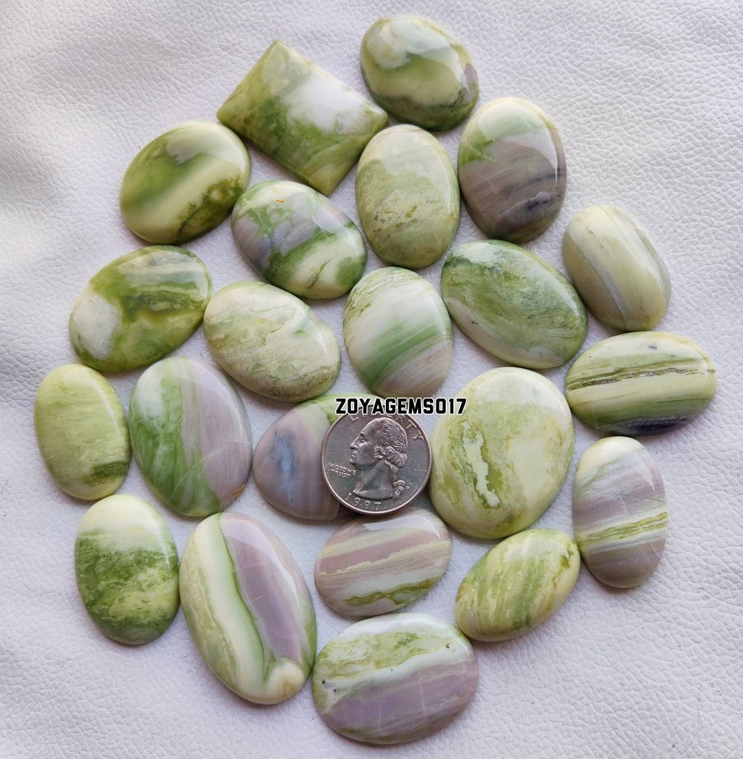 Serpentine Gemstone Wholesale Lot Green Serpentine Cabochon Both Side Polished Flat Back Bulk ...