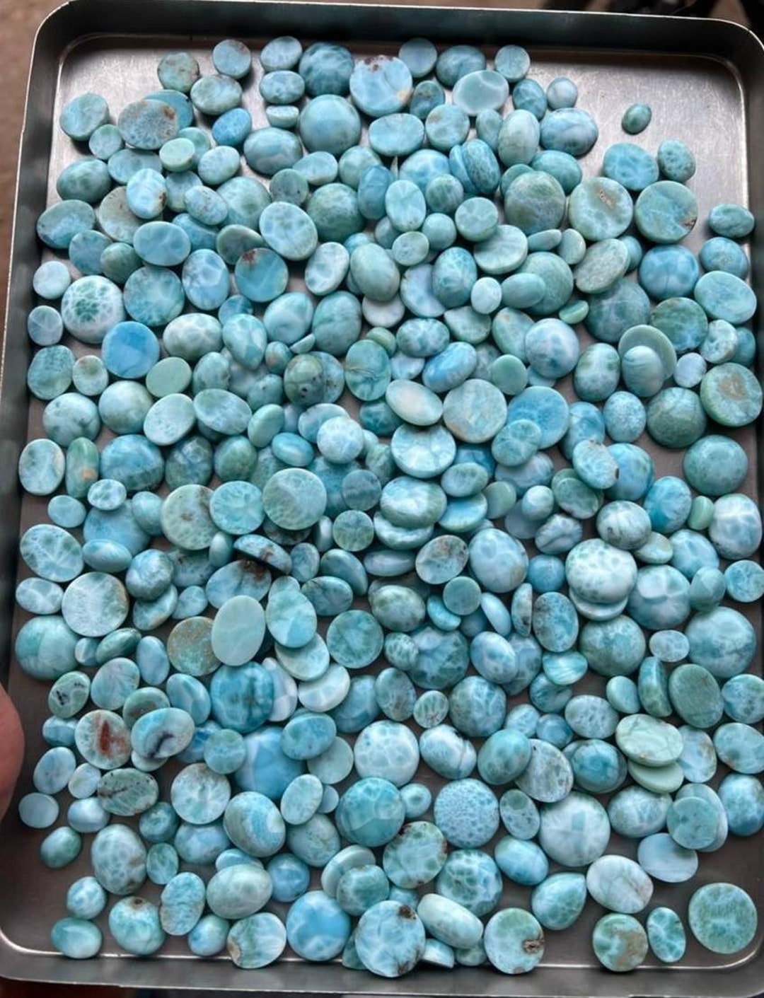 Natural Larimar Oval Cabochon • Larimar Cabs • Origin Dominican ...