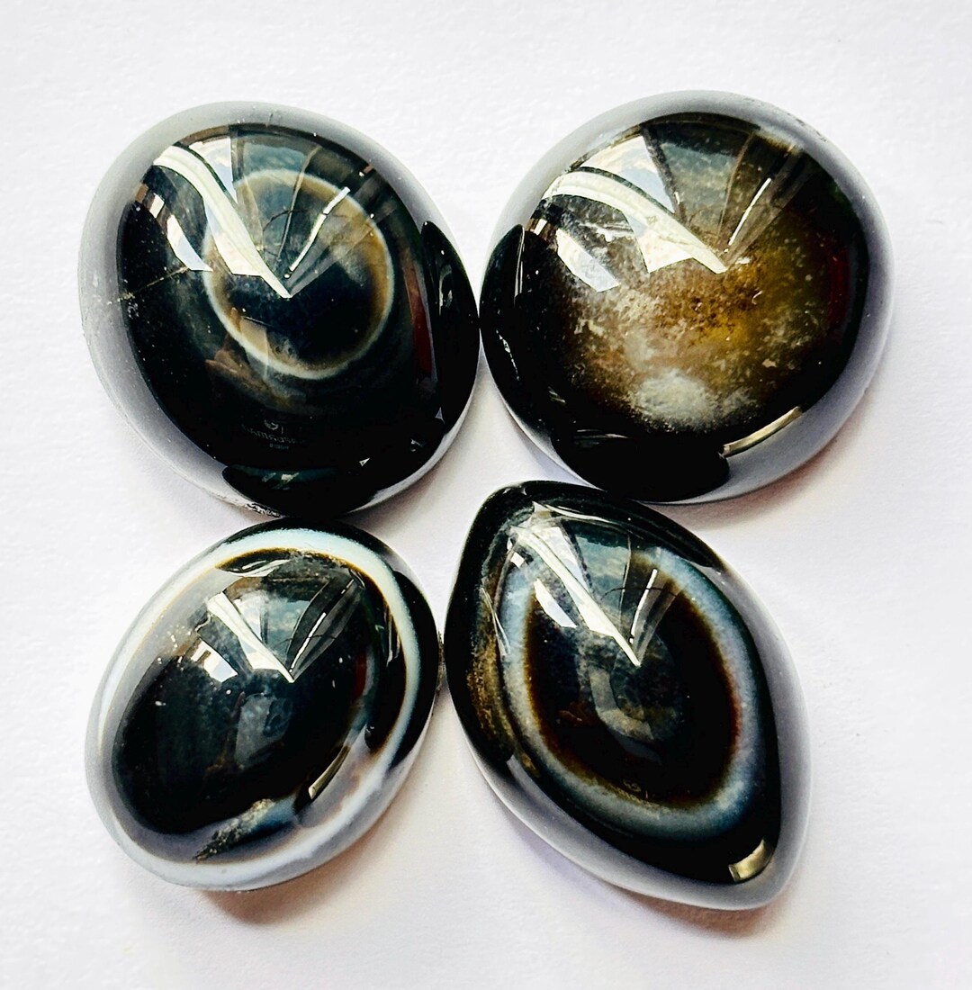 AAA Quality Loose Gemstone Agate Eyes Cabochon - Black Agate Eyes ...