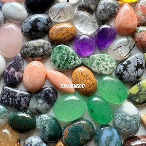 Natural Gemstone Cabochons: Mixed Crystal Stone Lot for Jewelry Making ...