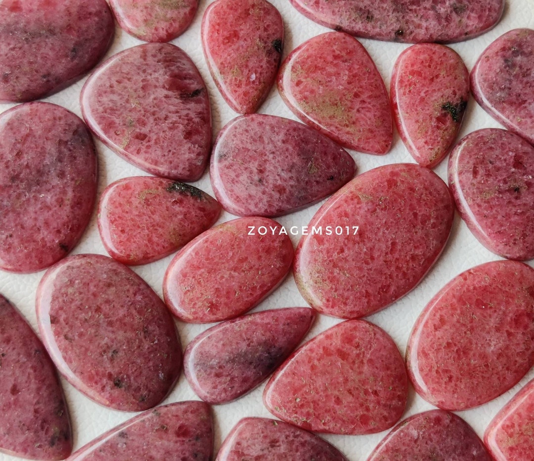Pink Rhodonite Gemstone, Natural Pink Rhodonite Cabochon Mix Shape ...