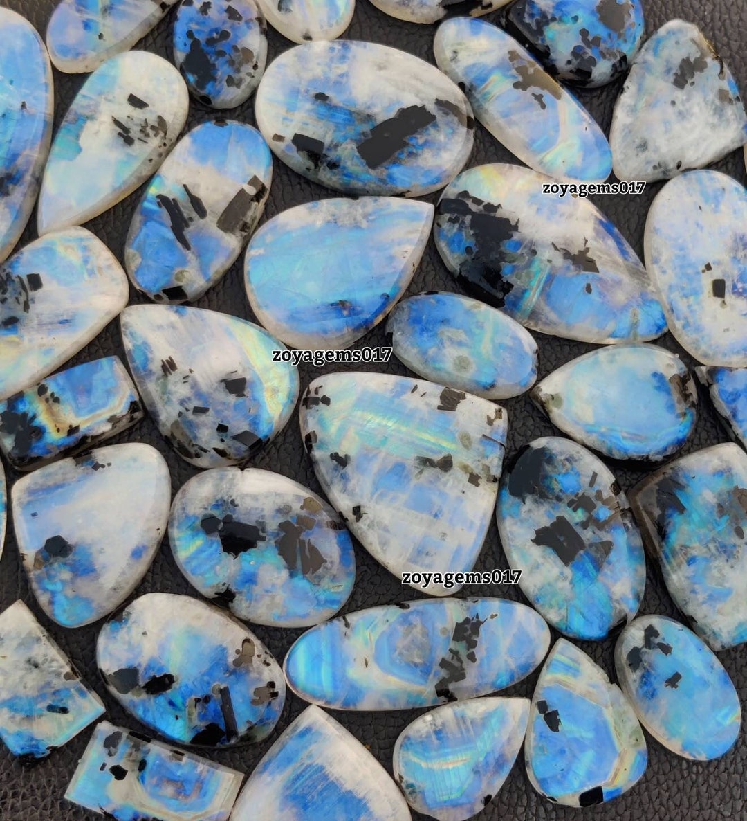 Amazing Rainbow Moonstone, Beautiful Black Tourmaline Dotted Rainbow ...