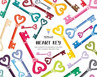 Heart Key Clipart - Etsy