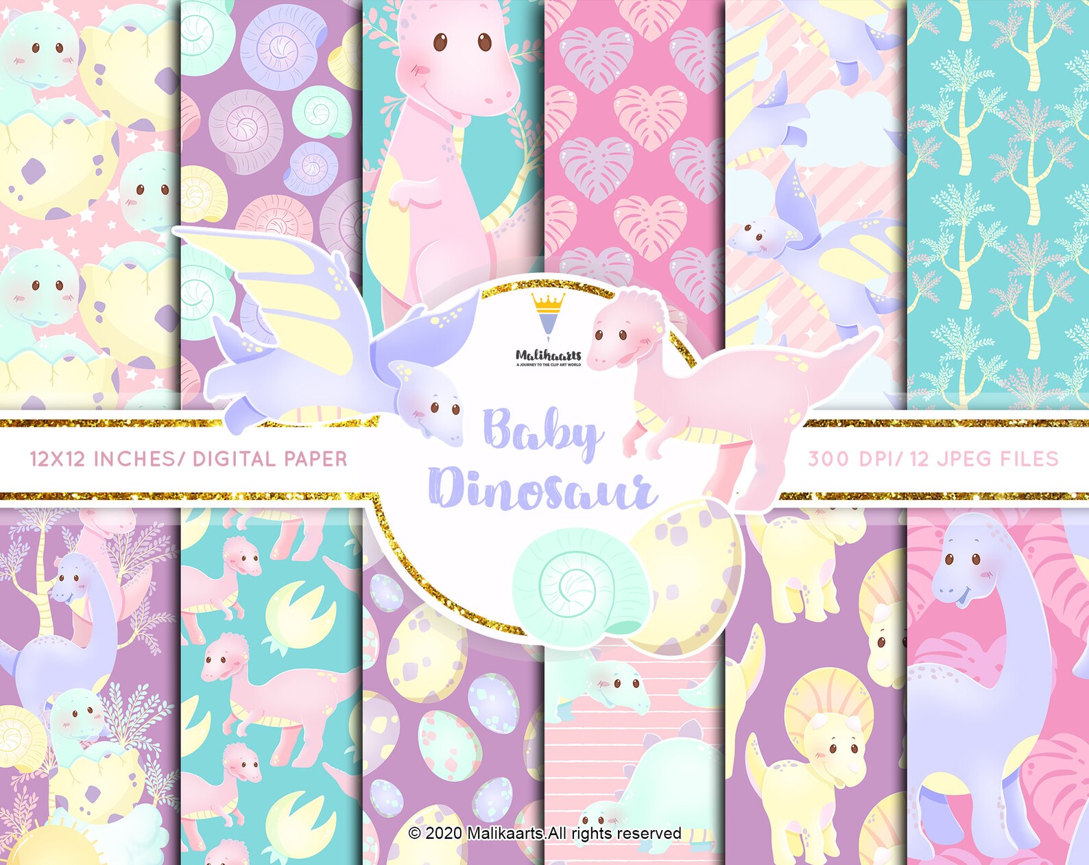 Dinosaur Digital Paper Dinosaurs Patterns Baby Dino for Kids - Etsy