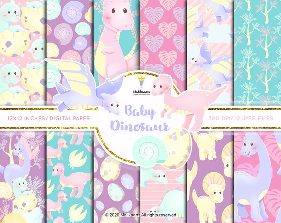 Dinosaur Digital Paper Dinosaurs Patterns Baby Dino for Kids - Etsy