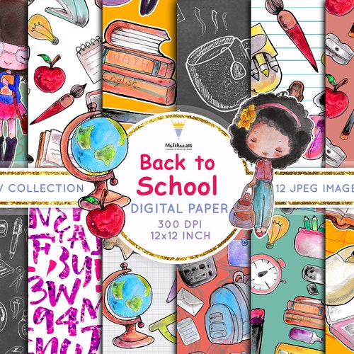 Teachers Digital Papers SEAMLESS Back to School Background | Etsy