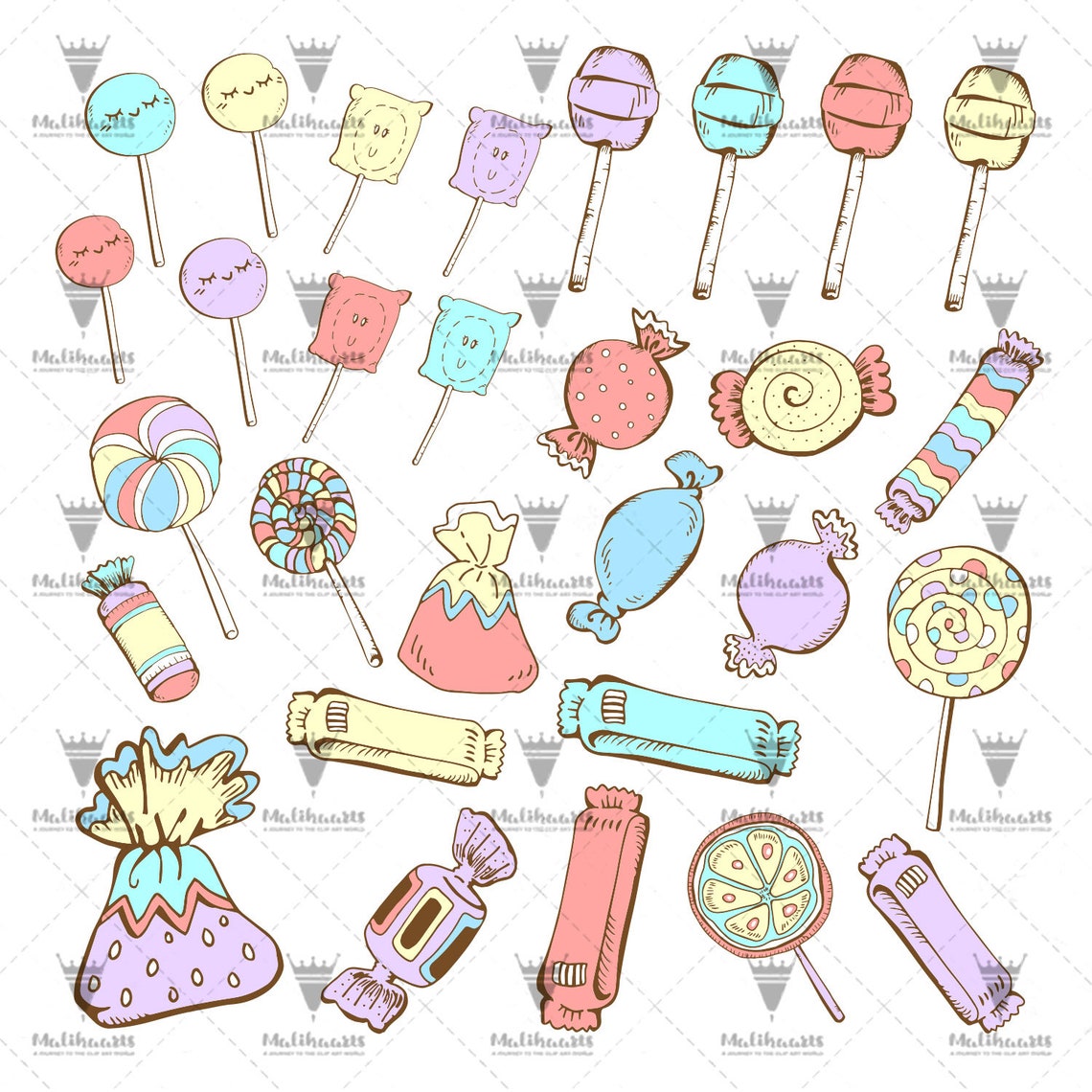 Candy Svg Doodles Sweet Treats Candy Clipart Candy Planner | Etsy