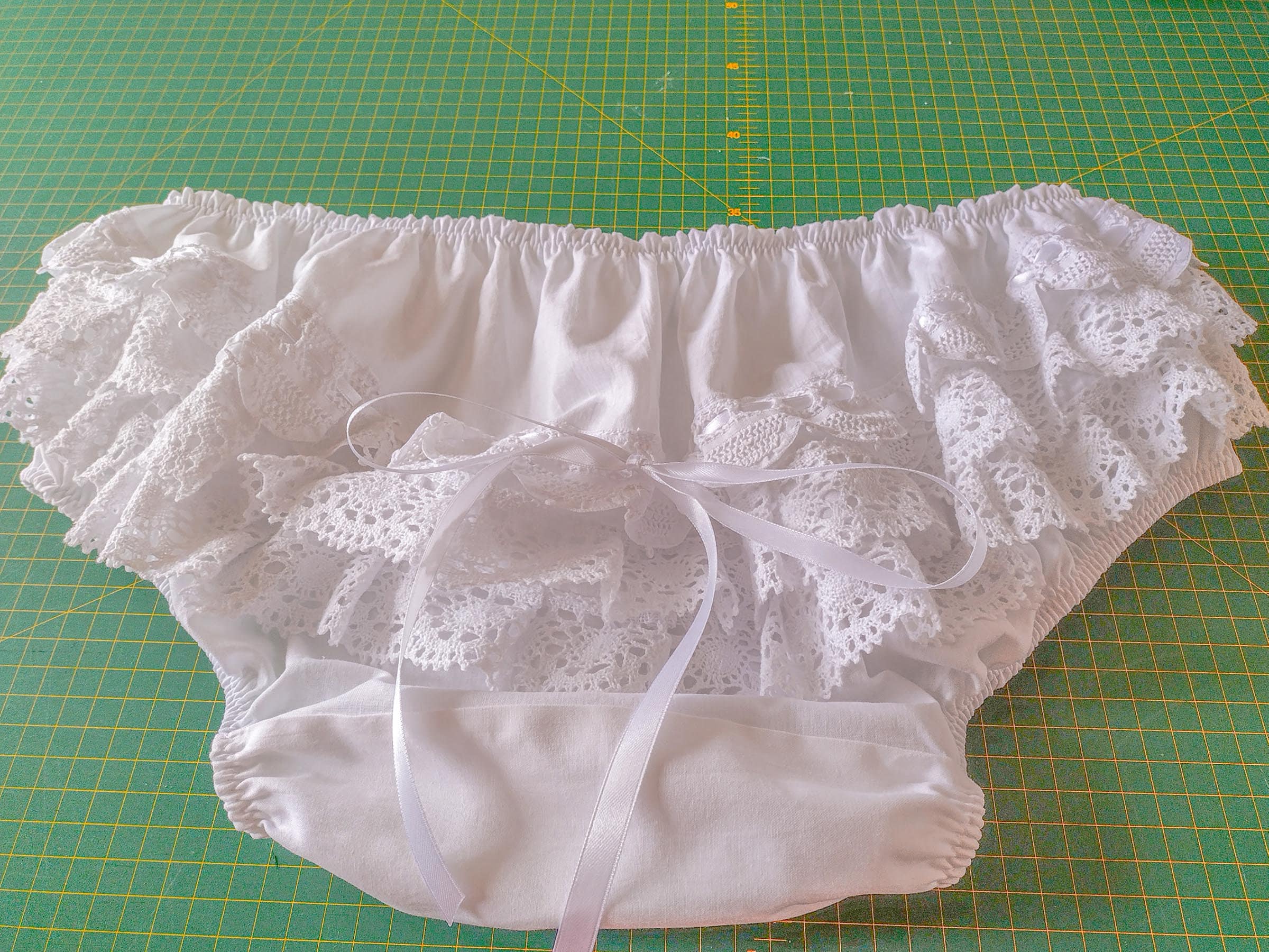 White Cotton Women Knickers Adorned With Lace Trims and Handmade Picots ...