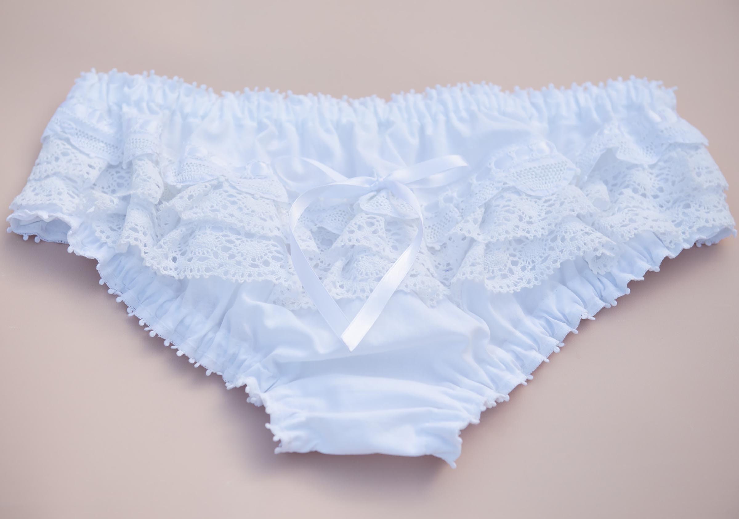 White Cotton Women Knickers Adorned With Lace Trims and Handmade Picots ...