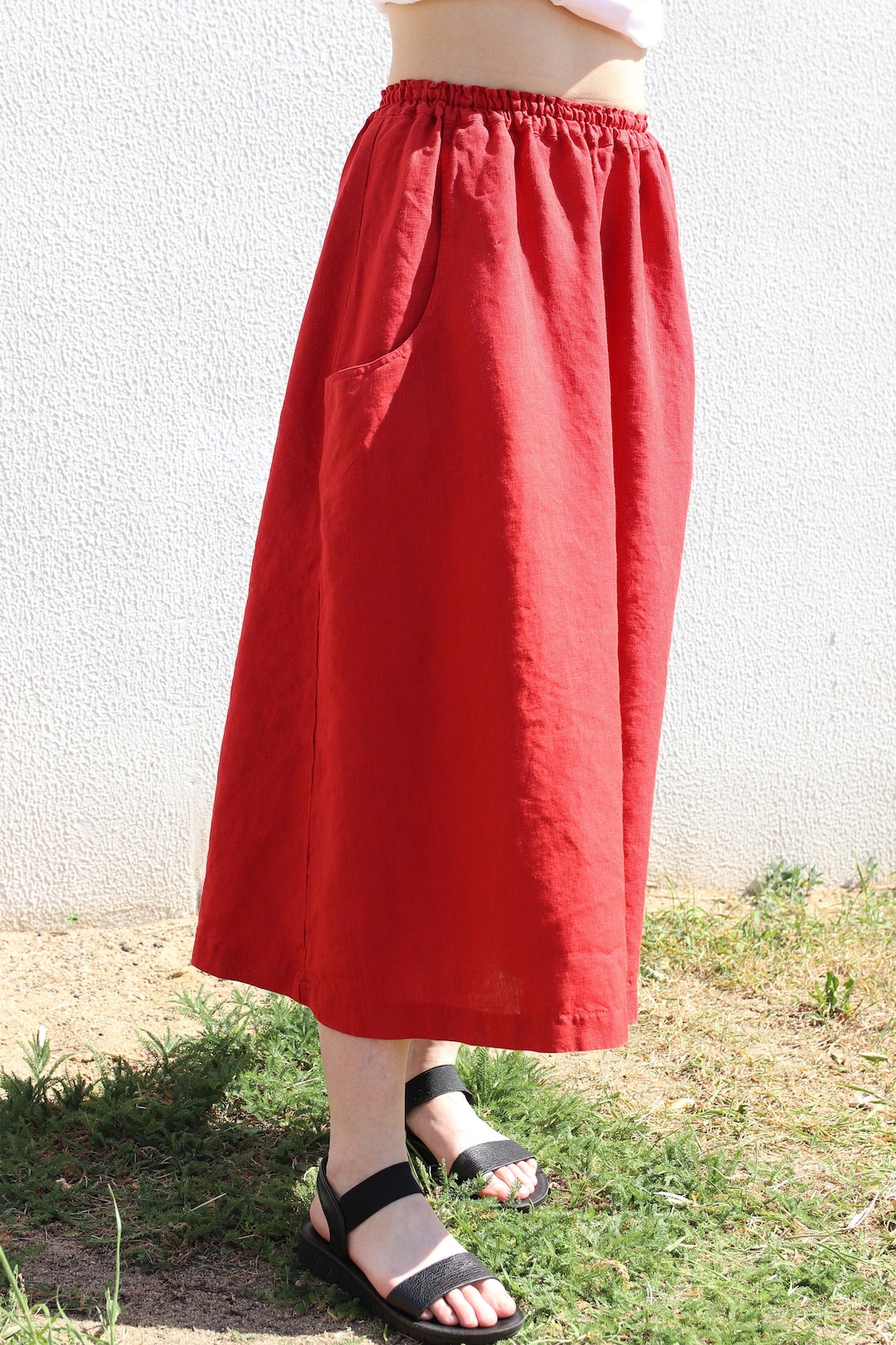 JUPE EN LIN / Jupe longue en lin / Jupe en lin en lin / Jupe ample en ...