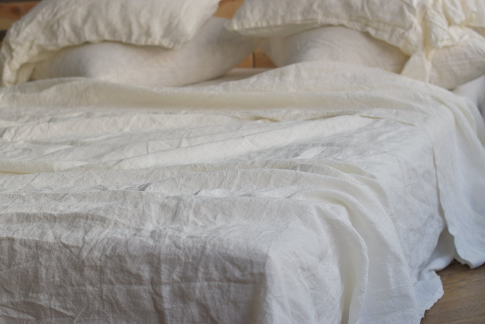 LINEN SHEET SET in a Antique White Color Bedding Set Queen | Etsy