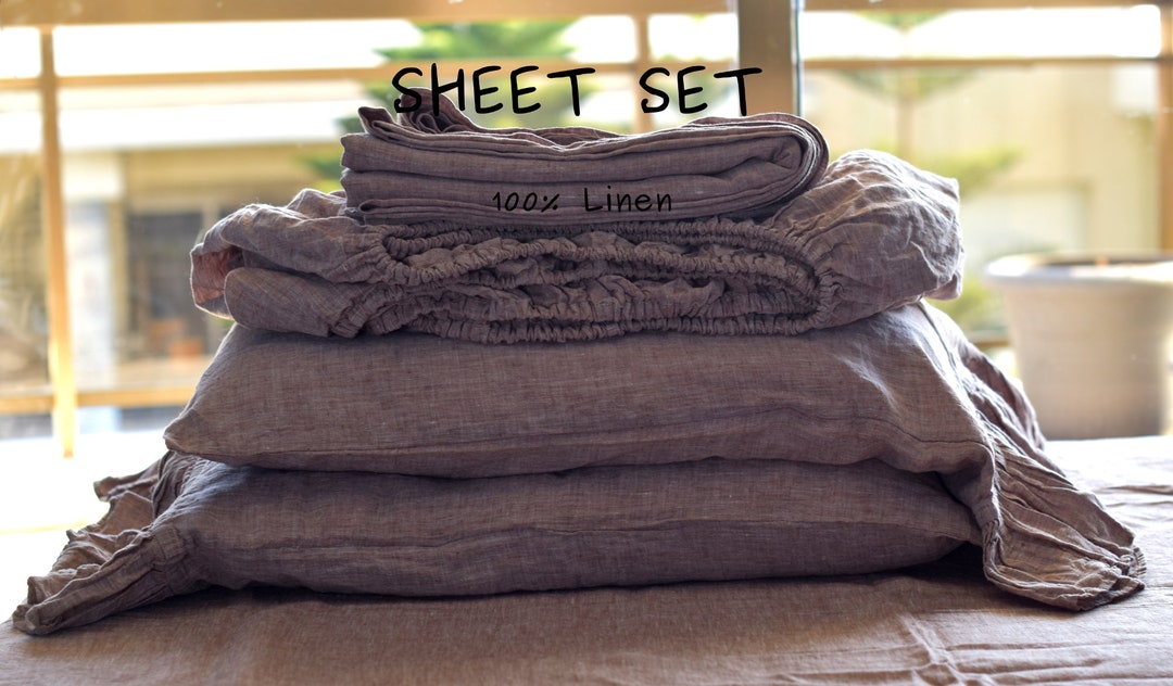 Linen SHEET SET / Linen Sheet Set / Bedding Set Queen King 100% Linen ...