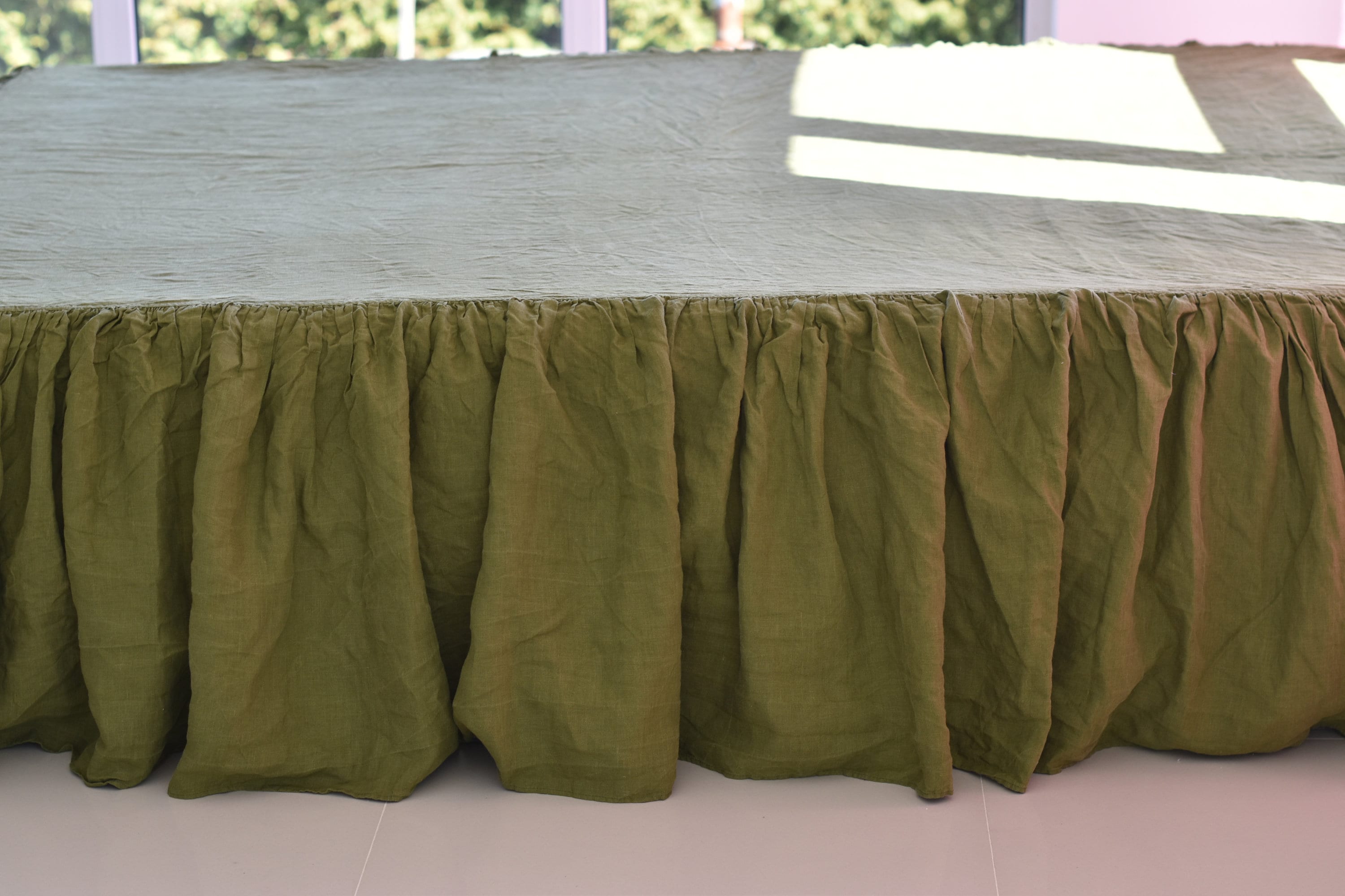 LINEN SKIRT CUSTOM Bed Skirt Bedskirt Queen Bed Linen Bedskirt - Etsy
