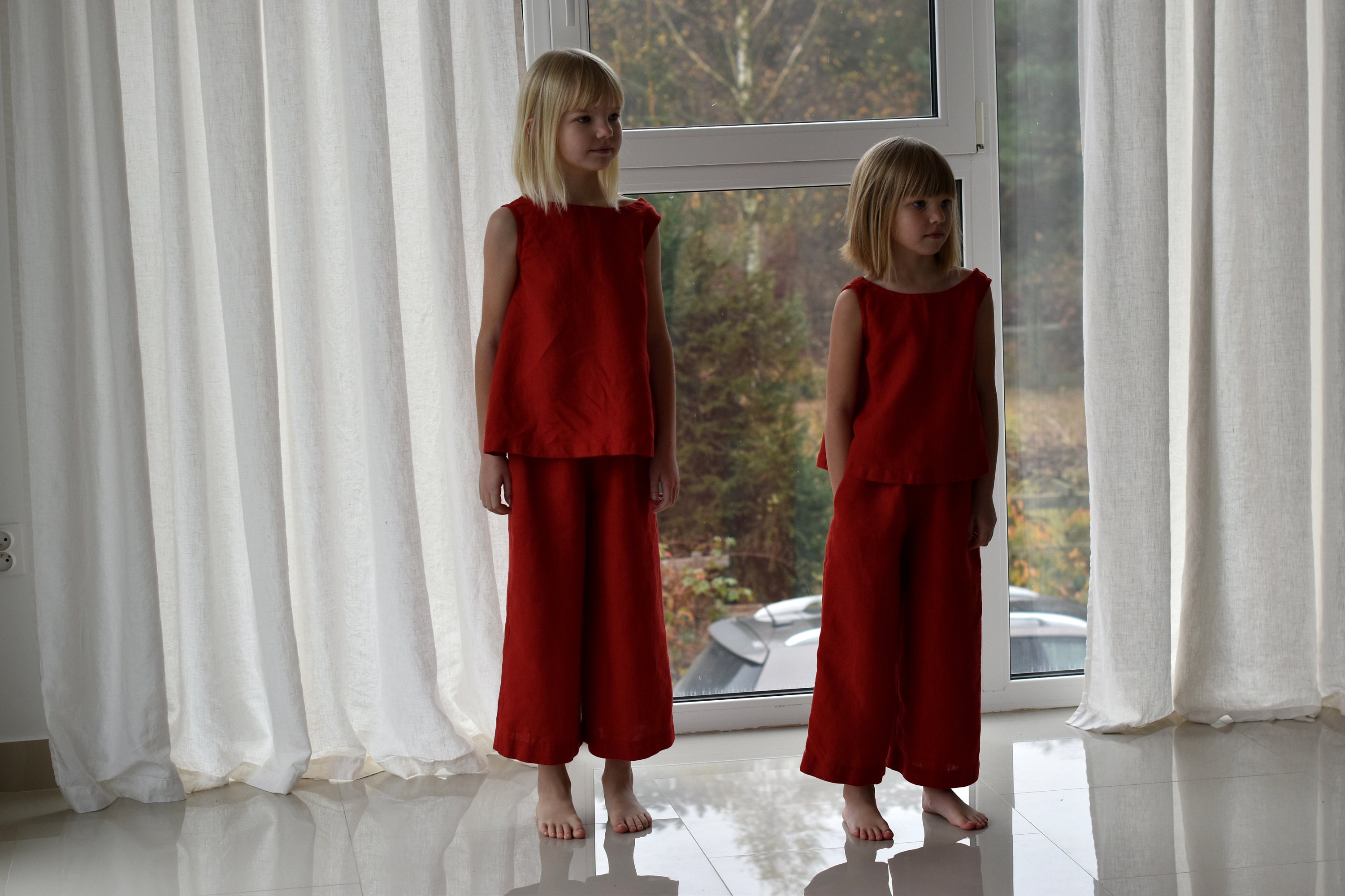 Linen PANTS & TOP for Kids / Set for Girl / Natural Clothing - Etsy