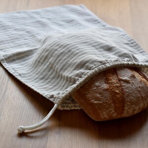 Embroidered Linen Bread Bag for Food Storage, With Drawstring ...