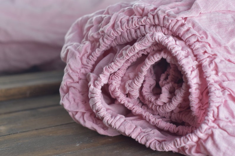 LINEN SHEET SET in a melange pink color Queen King Twin linen | Etsy