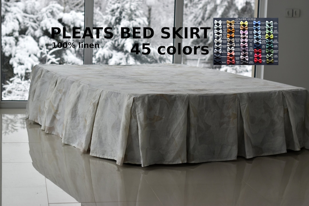 LINEN SKIRT CUSTOM Pleats Bed Skirt Bedskirt / Linen Bed Skirt Bed ...