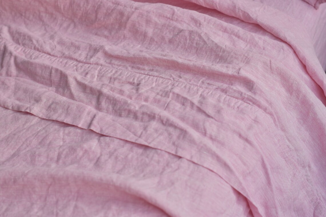 LINEN SHEET SET in a Melange Pink Color Queen King Twin Linen | Etsy