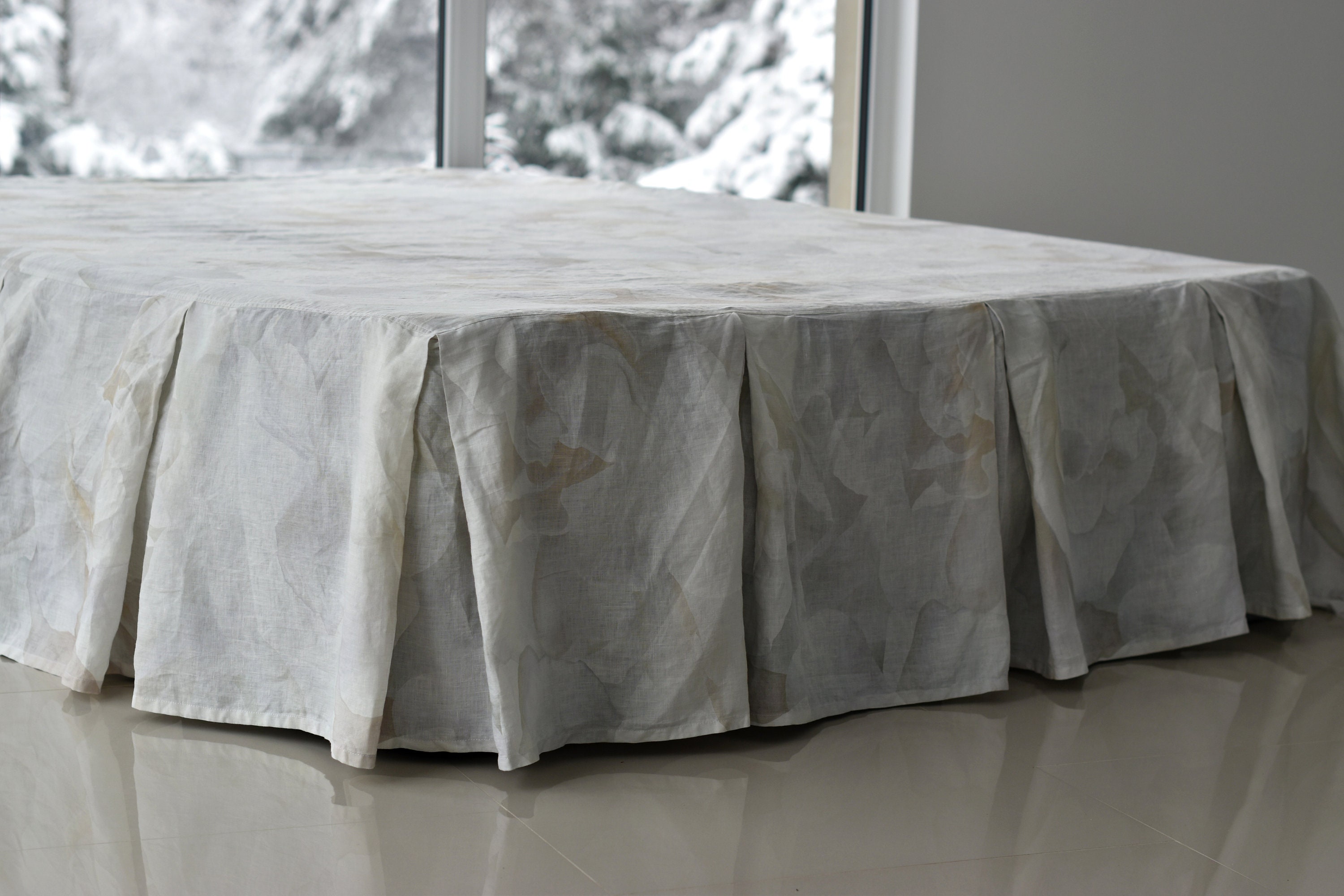LINEN SKIRT CUSTOM Pleats Bed Skirt Bedskirt / Linen Bed Skirt Bed ...