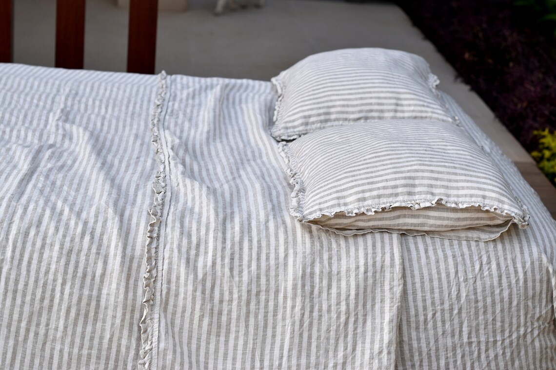 Linen FLAT SHEET With Ruffle- Bed Sheet Linen Bedding, FLAT France ...