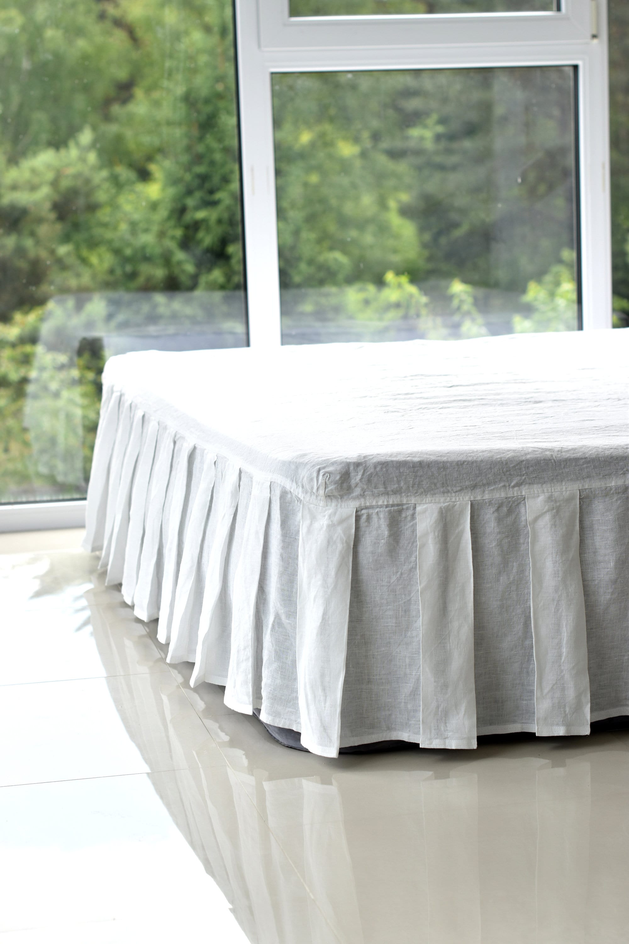LINEN Pleated SKIRT CUSTOM Bed Skirt Bedskirt / Linen Bed Skirt Bed ...