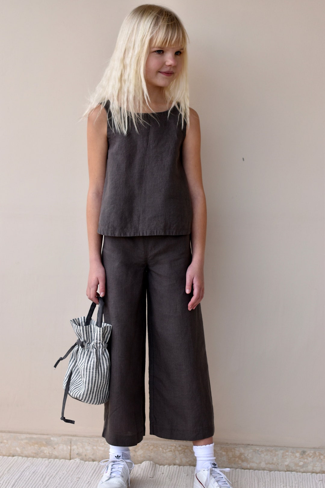 Linen Set PANTS& TOP for Kids / Set for Girl / Natural Clothing for ...