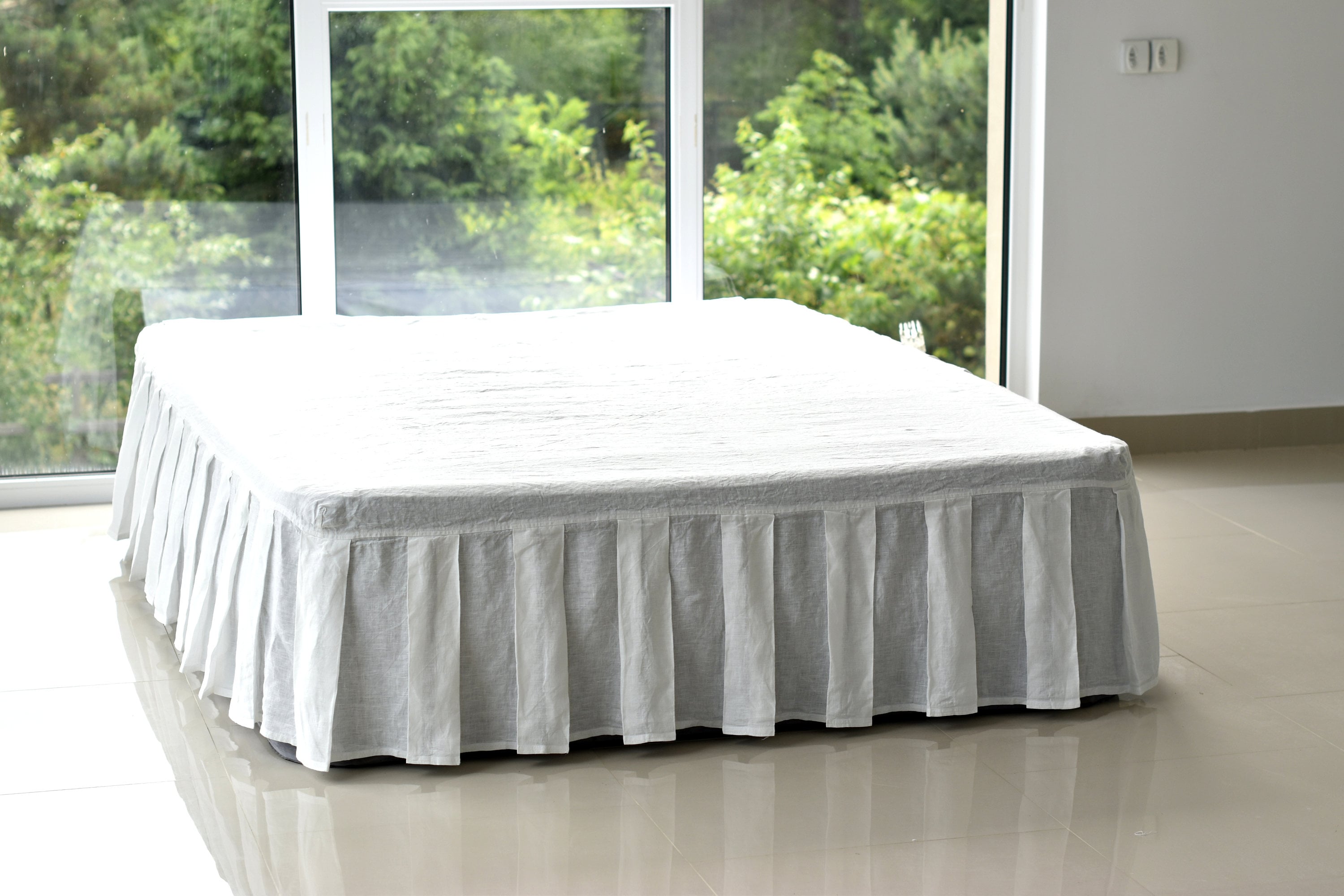 LINEN Pleated SKIRT CUSTOM Bed Skirt Bedskirt / Linen Bed Skirt Bed ...