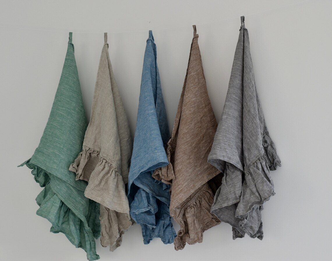 Ruffled Linen Towels. Ruffled Linen Hand Towels. Linen Tea - Etsy