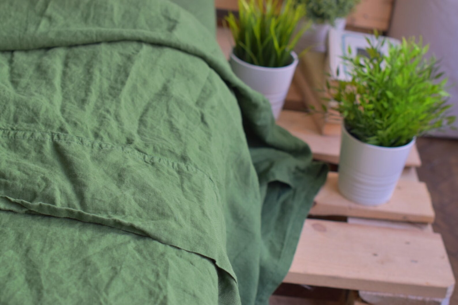 Linen Flat Sheet in a Treetop Green Color Queen King Twin 100% | Etsy