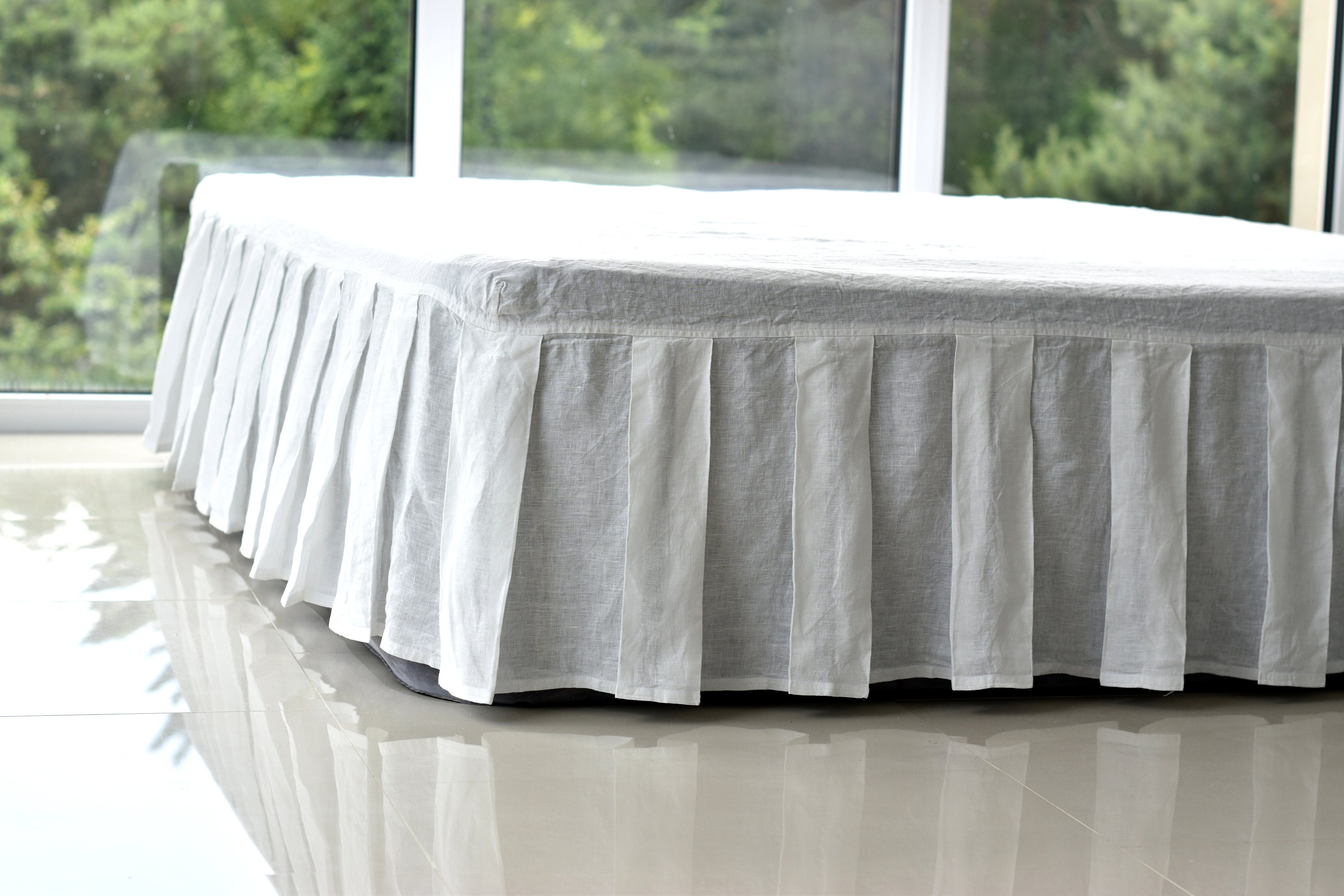 LINEN Pleated SKIRT CUSTOM Bed Skirt Bedskirt / Linen Bed Skirt Bed ...