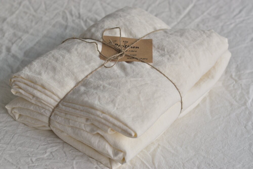 LINEN SHEET SET in a Antique White Color Bedding Set Queen | Etsy