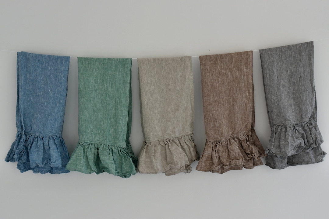 Ruffled Linen Towels. Ruffled Linen Hand Towels. Linen Tea Towels by so ...
